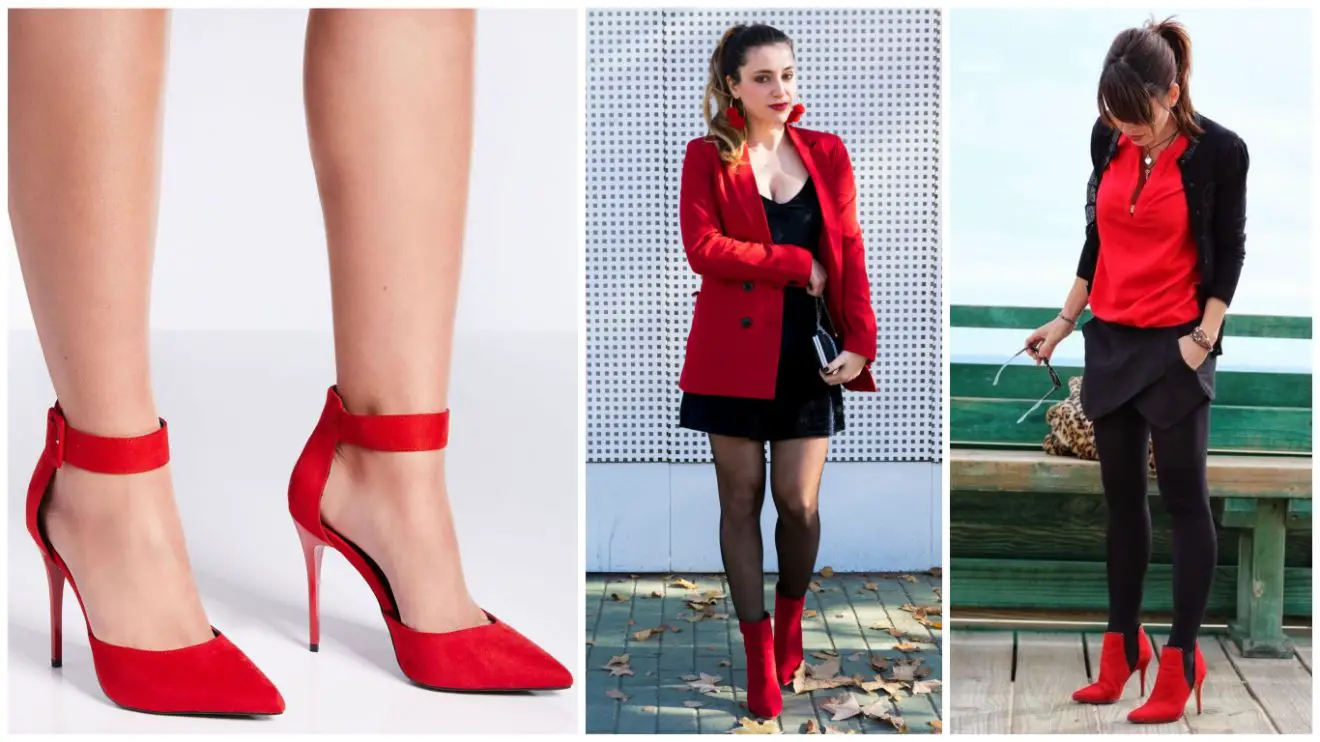 Zapatos rojos con vestido negro ¡Outfits y estilos para mujeres con ...
